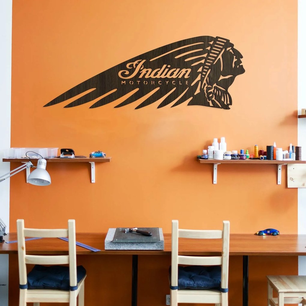 DUBLEZ | Dřevěné logo na zeď - Indian Motorcycle | Obraz