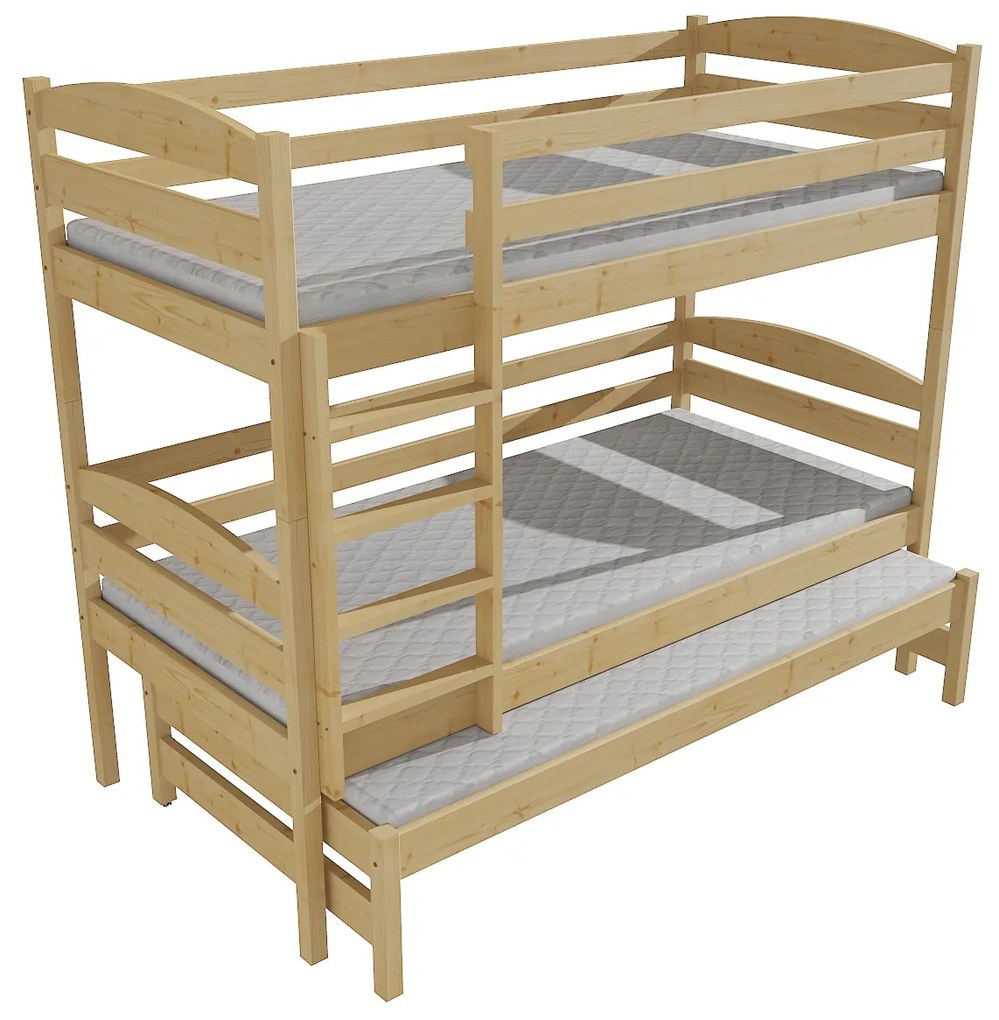 Vomaks Patrová postel s výsuvnou přistýlkou PPV 016 Rozměr: 80 x 180 cm, Barva: barva bílá, Prostor mezi lůžky: 80 cm