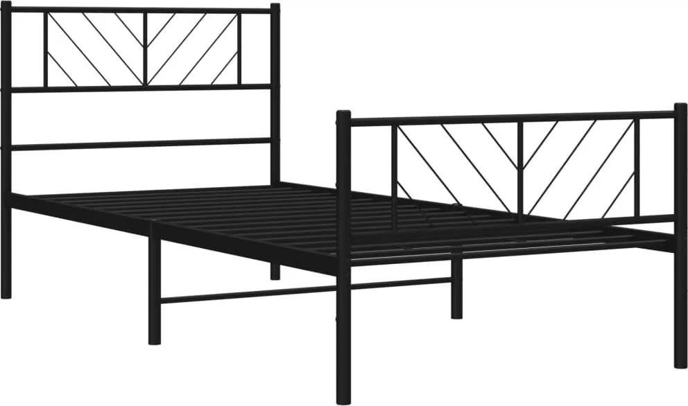 vidaXL Kovový rám postele s hlavovým a nožním čelem 75 x 190 cm [372187] Barva: Bílá