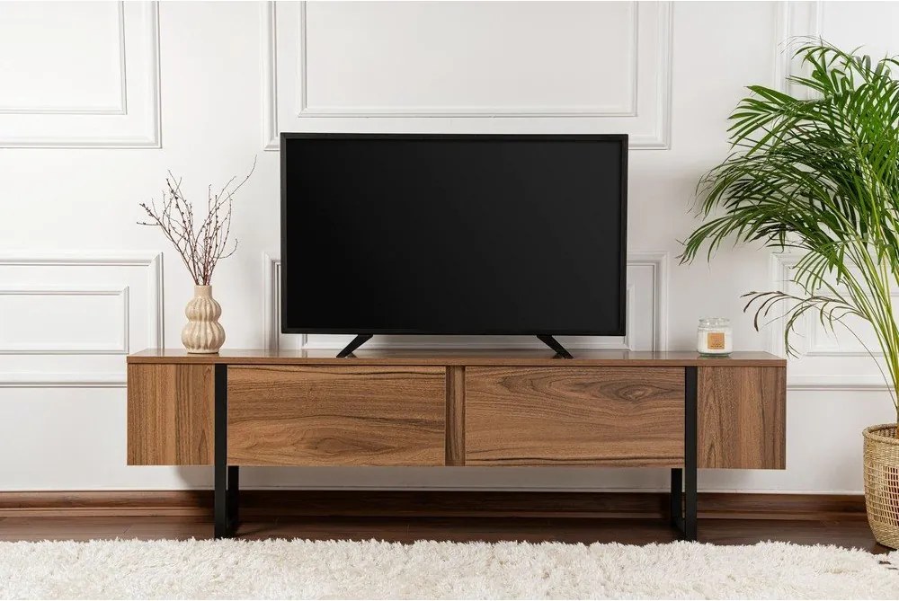 TV stolek v dekoru ořechu v tmavě přírodní barvě 180x50x29,5 cm Serenity – Kalune Design