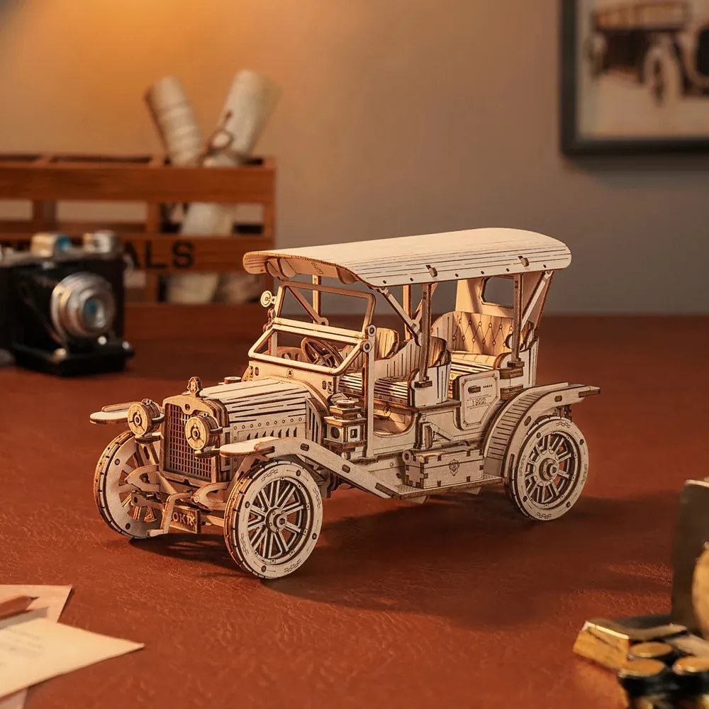 RoboTime 3D dřevěná mechanická skládačka Historické auto