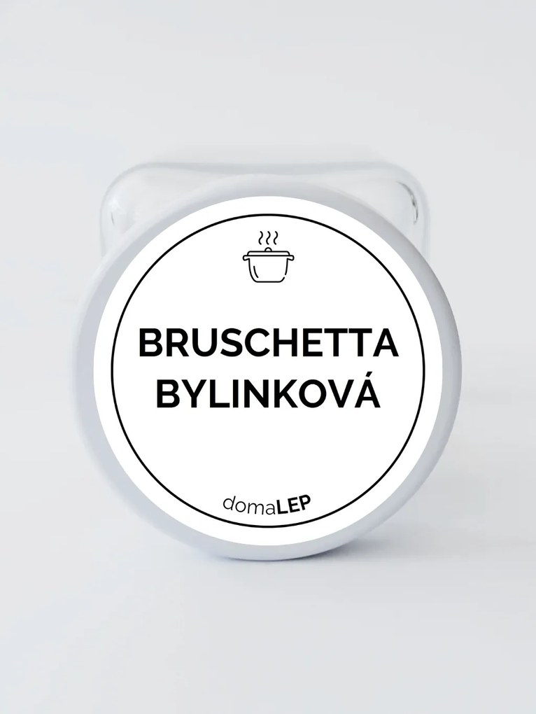 Samolepka na kořenky BRUSCHETTA BYLINKOVÁ bílá 5 cm tučné písmo