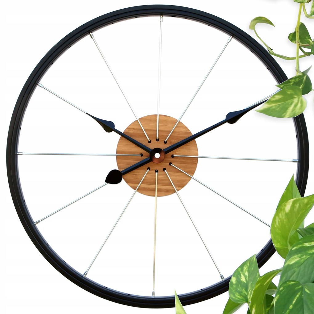 Nástěnné hodiny Bicycle 42 cm černé/hnědé