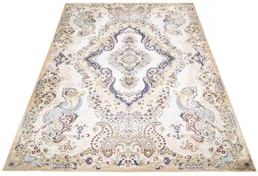 Kusový koberec pratelný VICTORIA 42420 Klasický pogumovaný krémový modrý Rozměr: 120x170 cm