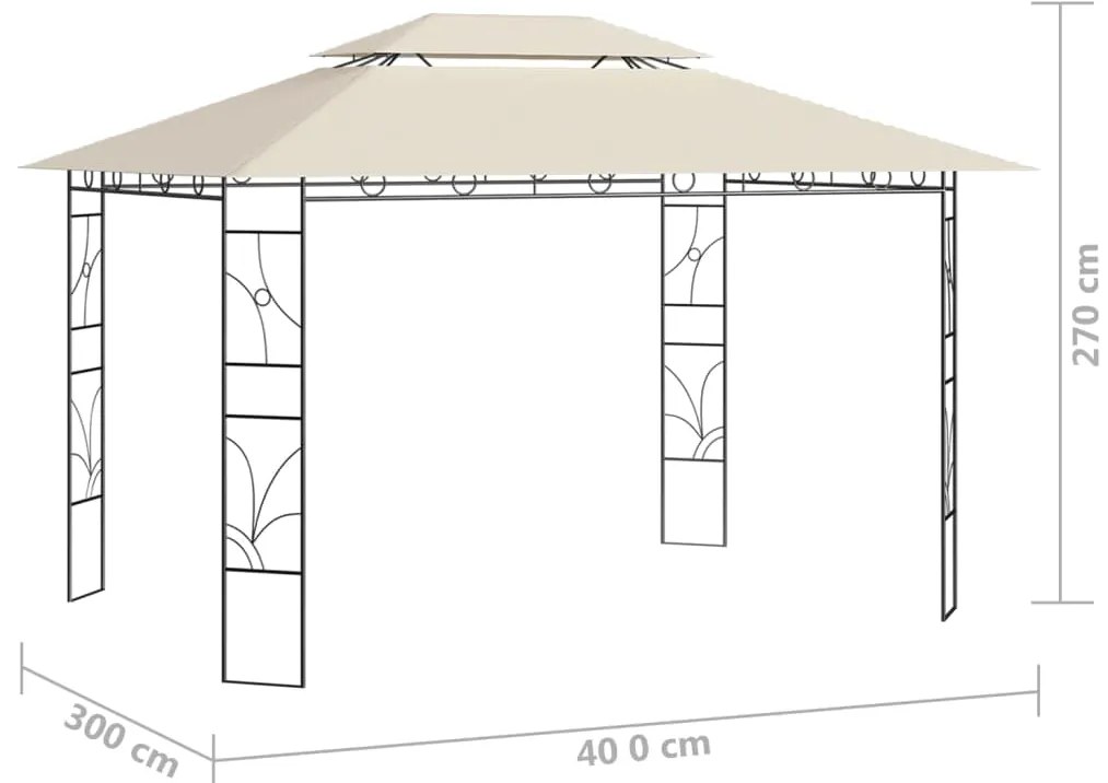vidaXL Marketos Altán 4 x 3 x 2,7 m krémový 160 g/m²