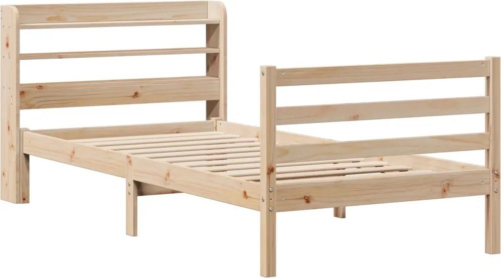 Rám postele s čelem 100 x 200 cm masivní borové dřevo 3306641