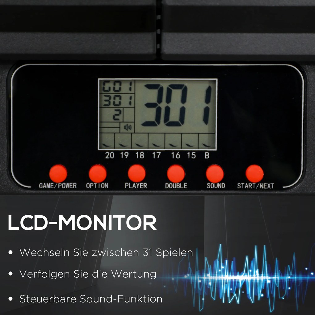 SPORTNOW Elektronický šipkový terč s 12 šipkami a náhradními hroty, šipkový automat s LCD displejem pro 8 hráčů | Aosom.de