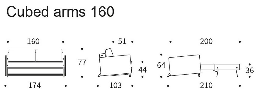 Béžová rozkládací pohovka s područkami Innovation Cubed, 160 cm