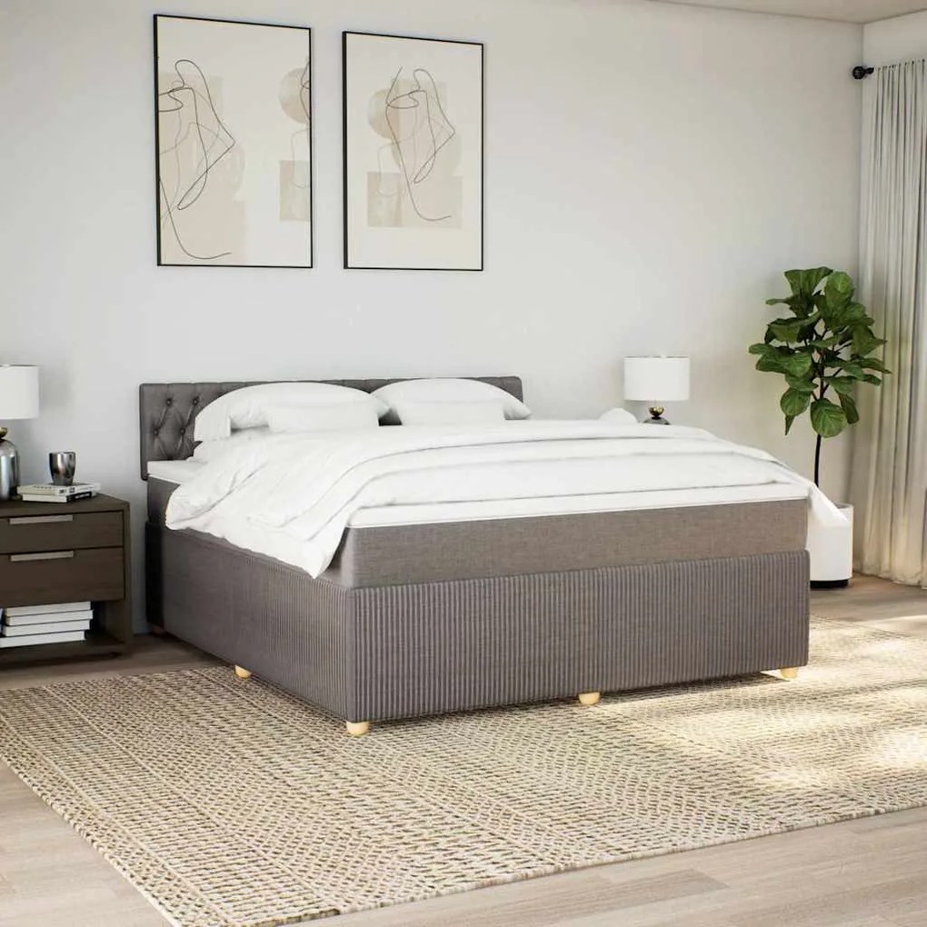 Box spring postel s matrací taupe 180x200 cm textil 3289846