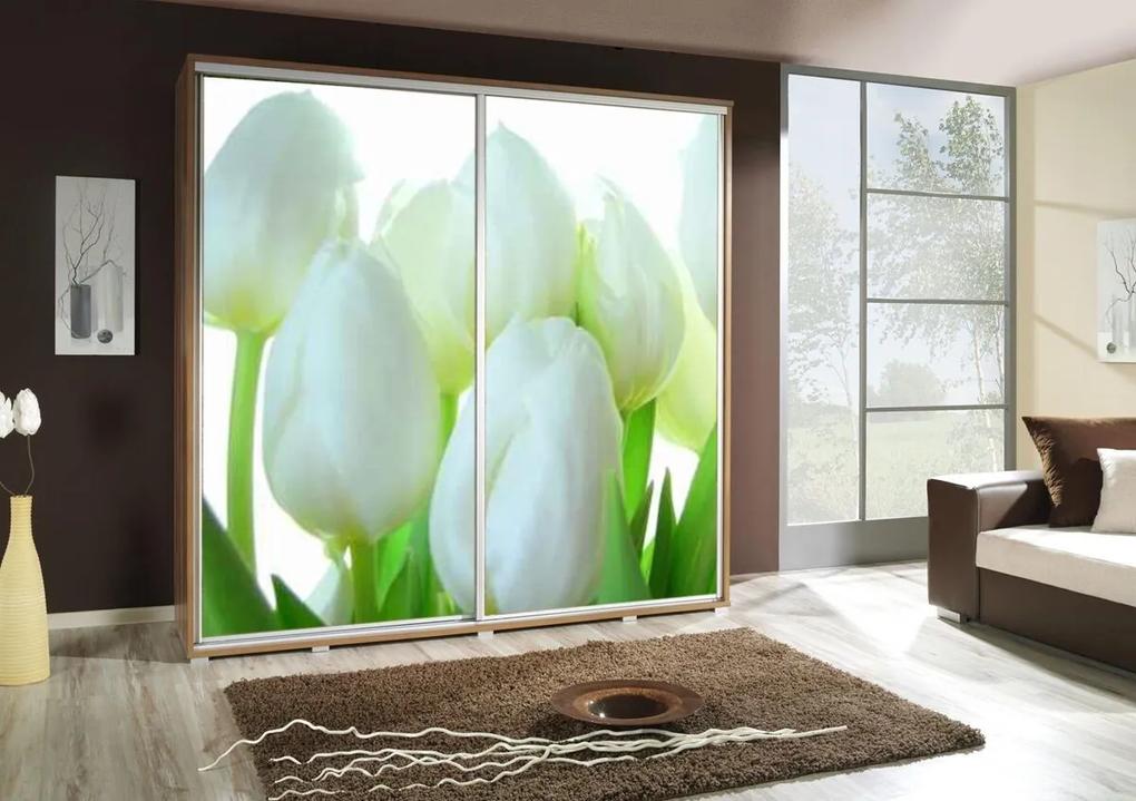 Stylová šatní skříň Penelopa 205 - tulipány - švestka wallis