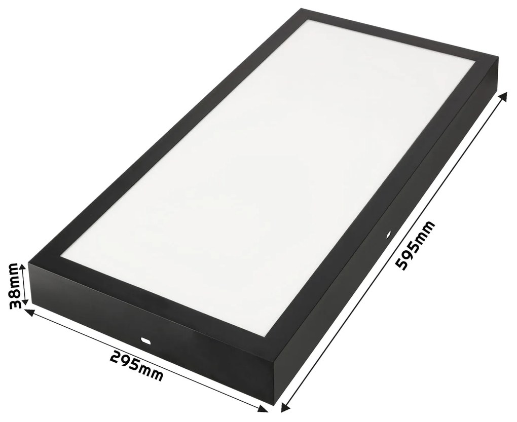 ECOLIGHT Přisazený LED panel 24W černý 60x30cm