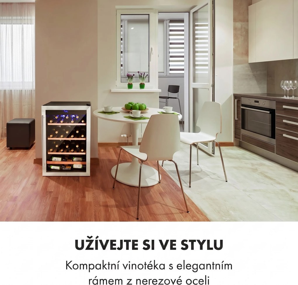Klarstein Vinamour 48 Uno, vinotéka, 128 l/48 lahví, 3 police, 4-18 °C, nerezová ocel