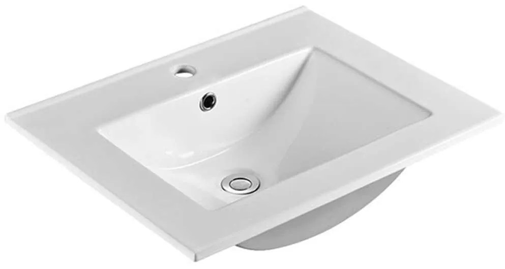 Mereo - Umyvadlo Slim, 61x46 cm, s přepadem, otvor pro baterii, bílá UC6146
