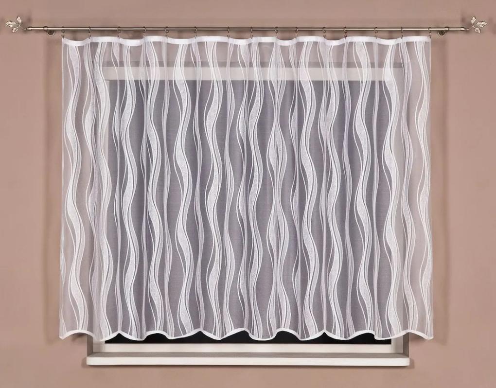 Olzatex žakárová záclona PARADISA 3904 vlnka, s bordurou, bílá, výška 200cm (v metráži)