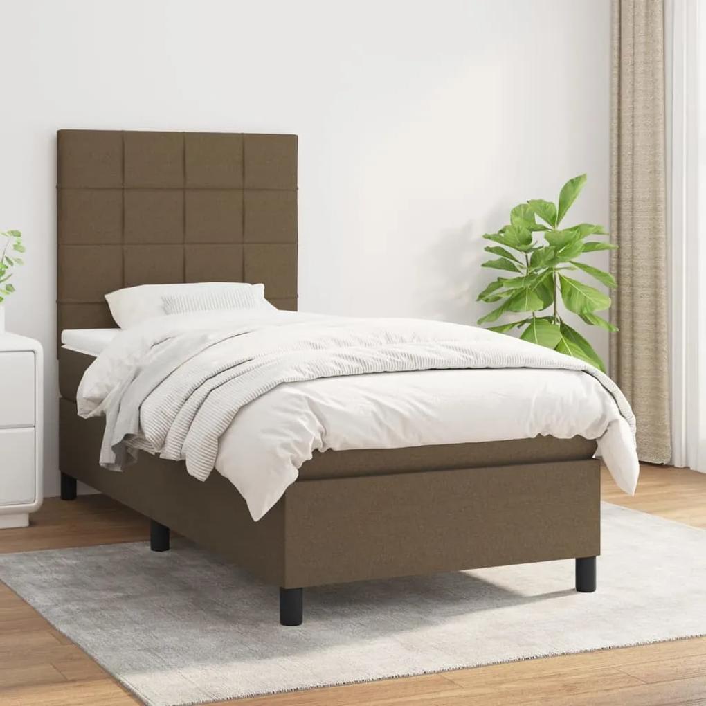 Box spring postel s matrací tmavě hnědá 90x190 cm textil,  3141740