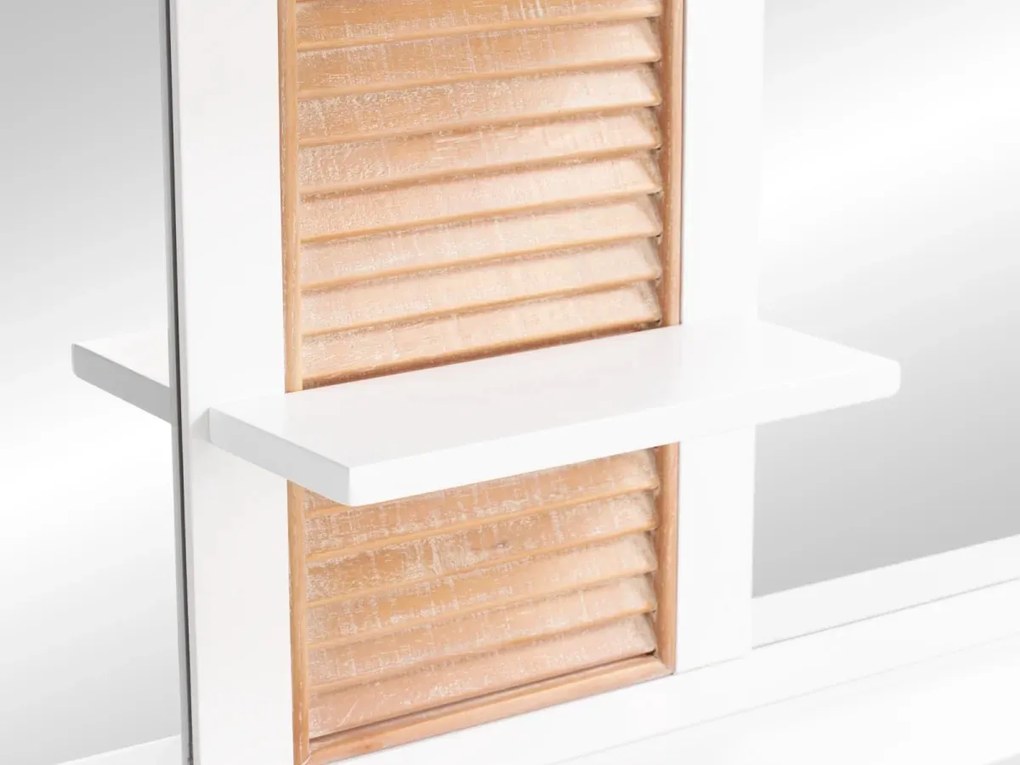 furniture-nabytek.cz - Masivní koupelnové zrcadlo Caprino z borovice, lakované, bílé/hnědé – 140×70 cm