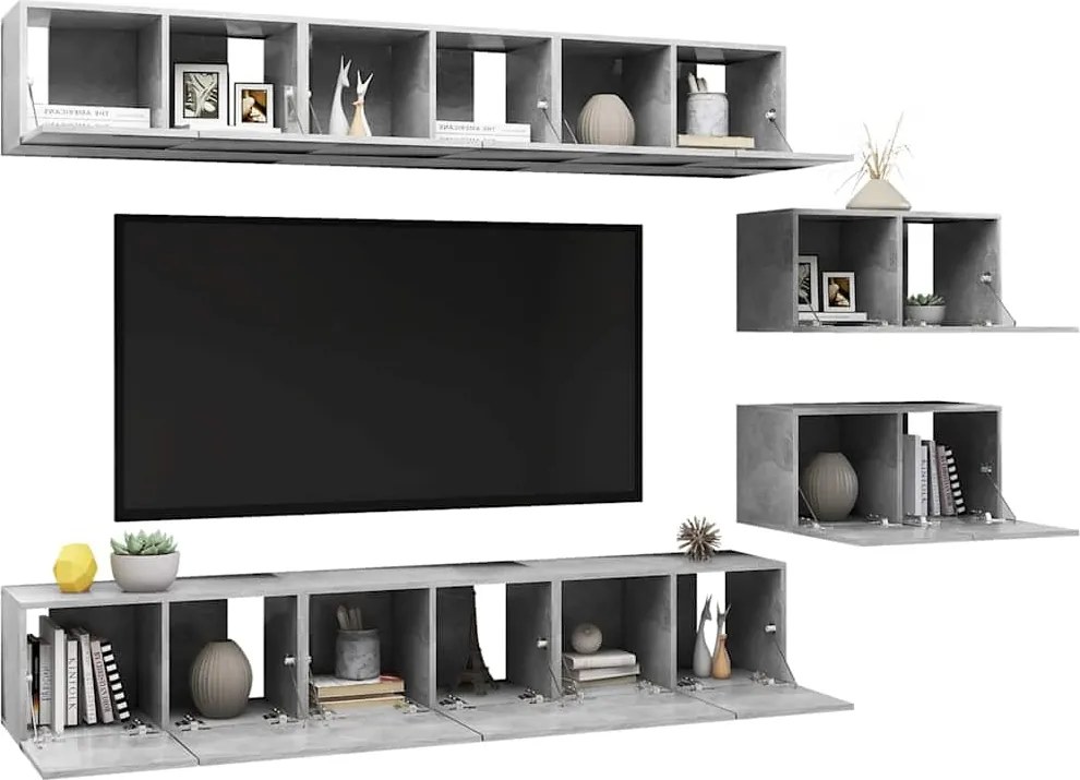 TV skříňky 8 ks betonově šedé kompozitní dřevo 3079147