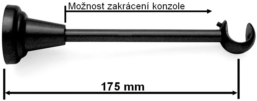 GARNÝŽE-HEBR Garnýž Sigma černá jednoduchá 200 cm