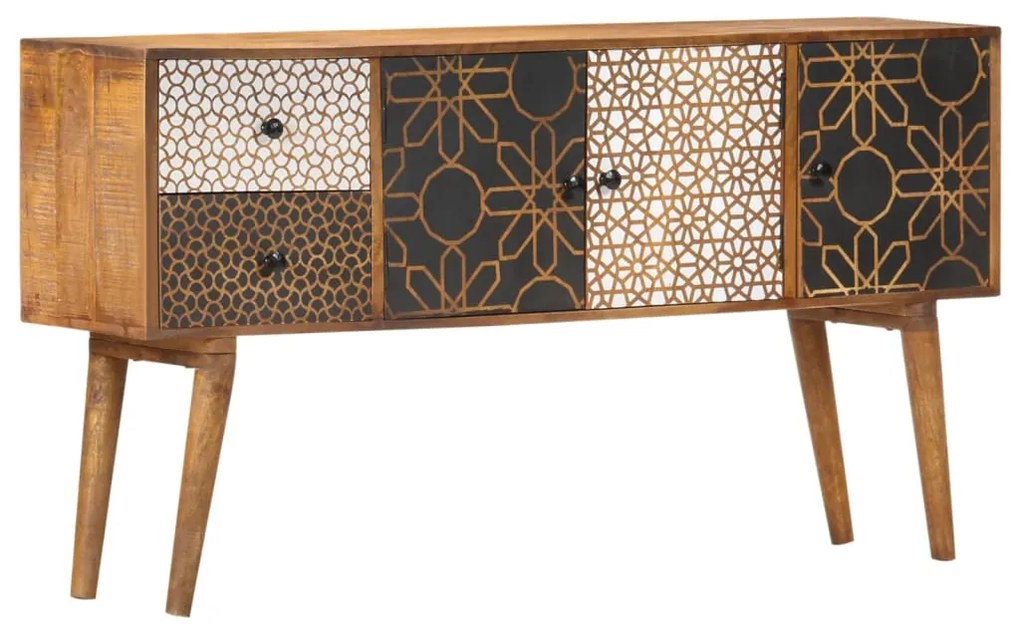 Příborník s potiskem 130 x 30 x 70 cm masivní mangovník 247917