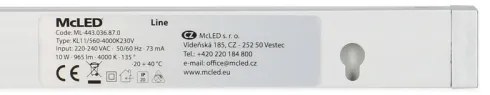 Kuchyňské LED svítidlo McLED Line 11W neutrální bílá 4000K ML-443.036.87.0
