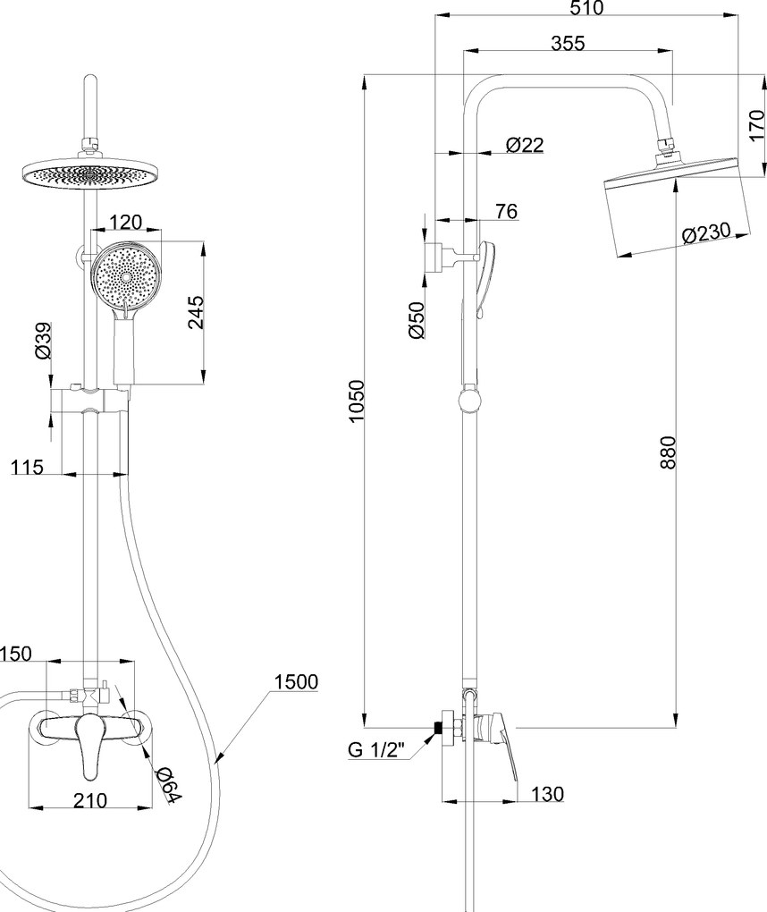 Invena Kalymnos, sprchová souprava s pákovou baterií, černá matná, INV-AU-28-004-V Leták: https://cloud.invena.pl/s/nnXaZKg3crBrRkz/download?path=%2FPliki%20do%20strony%20www%2FAU-28-004-V/Inne/AU-28-004-V-ulotka-ENG…