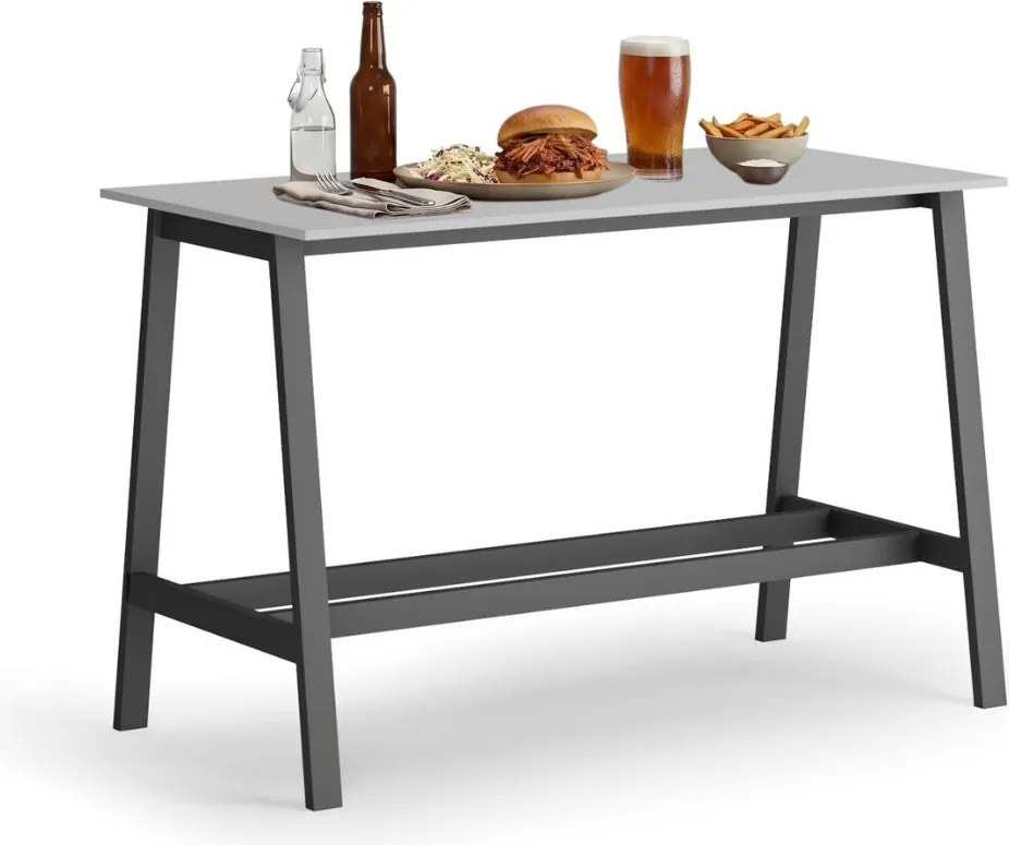 Vysoký barový stůl, 1600 x 800 mm, šedá