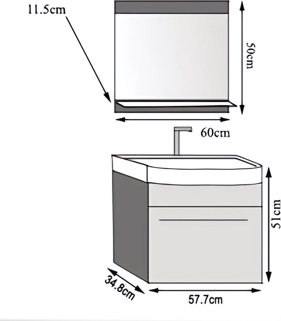 Koupelnový nábytek Belini bílý mat / dub sonoma + umyvadlo + zrcadlo  ROD M 3/0/W/WDS/0/ZW