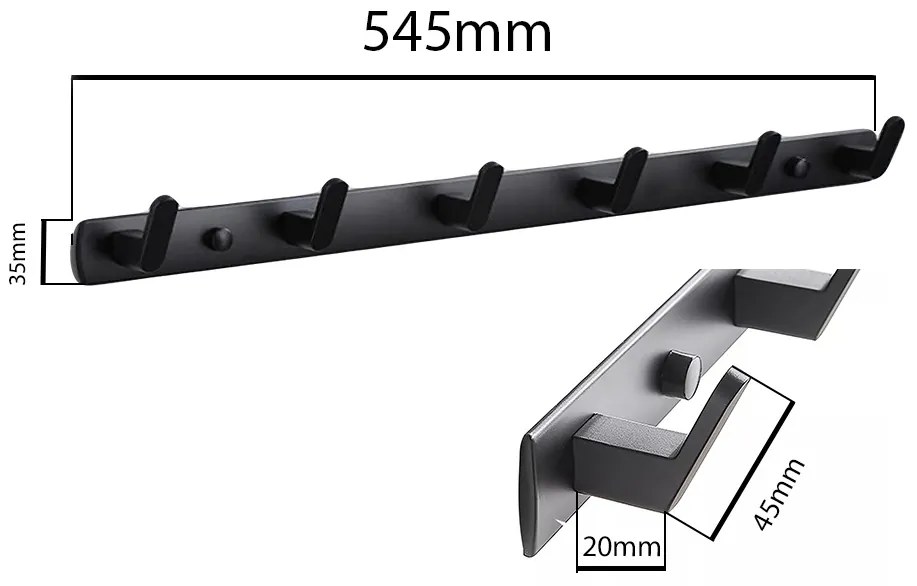 Verk Group Koupelnový věšák na oblečení, ručníky, kuchyňská stěna loft wall 54,5 cm