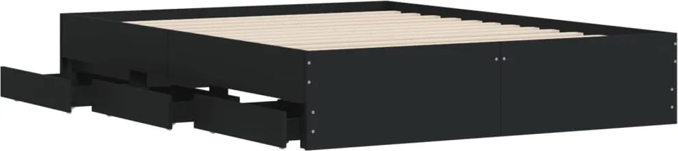 Rám postele se zásuvkami černý 140 x 190 cm kompozitní dřevo 3207302