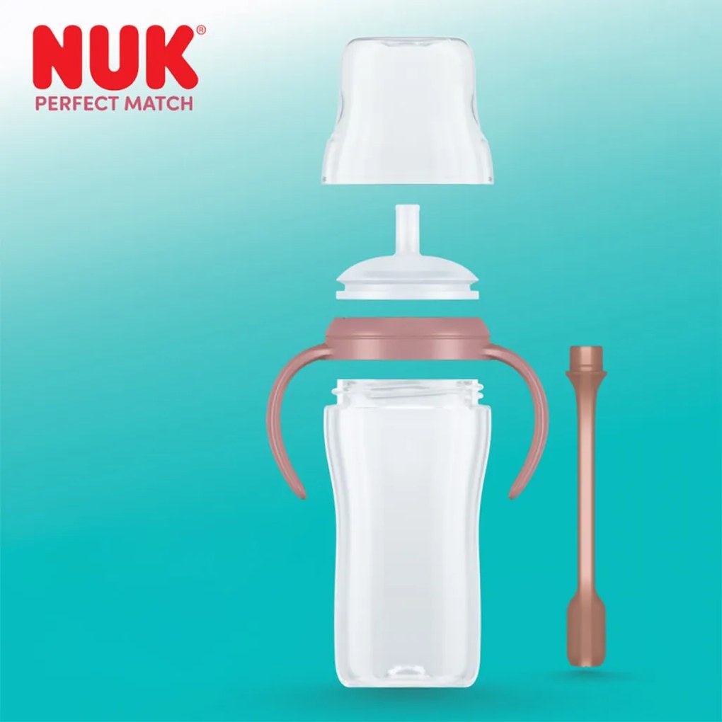Kojenecká láhev NUK Perfect Match na učení s brčkem BEAR 260 ml