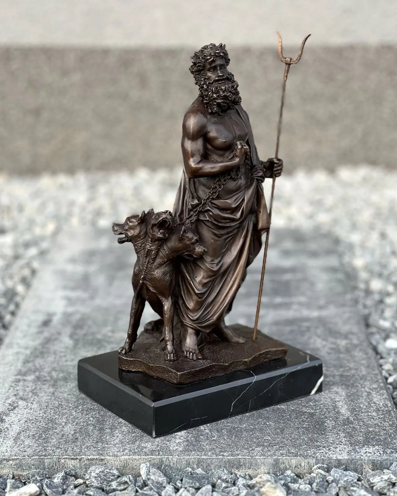 Bronzová socha soška - Hádes a Cerberus