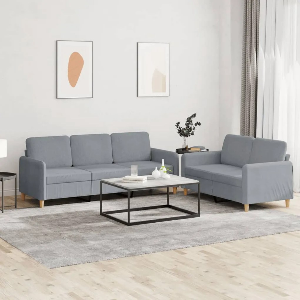 2dílná sedací souprava s poduškami světle šedá textil 3202118