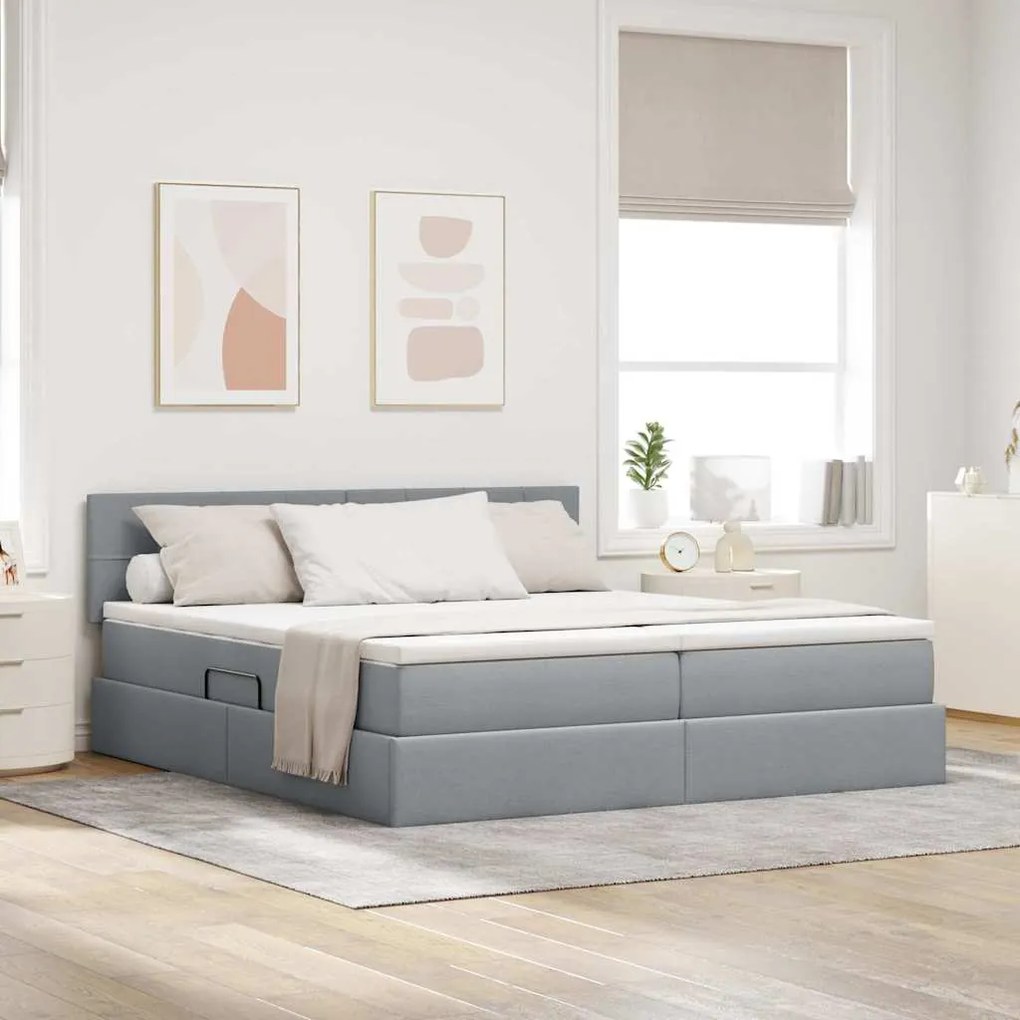 Postel s úložným prostorem Světle šedá 180 x 200 cm Umělá kůže 3370925