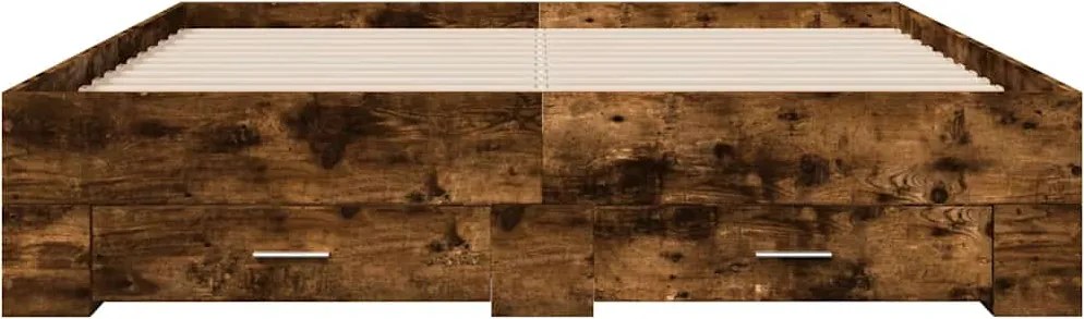 Rám postele se zásuvkami kouřový dub 140 x 200 cm kompozit 3280388