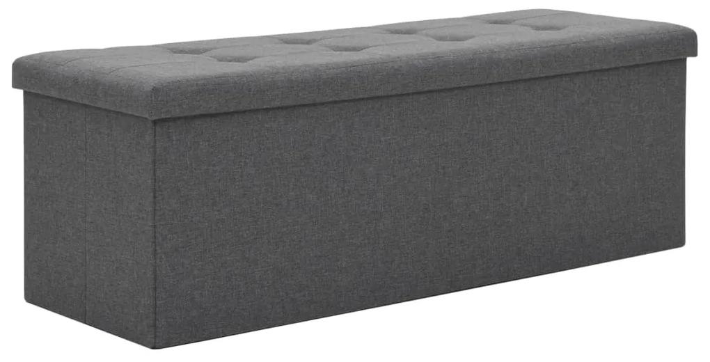 247085 vidaXL Skládací úložná lavice umělý len 110 x 38 x 38 cm tmavě šedá