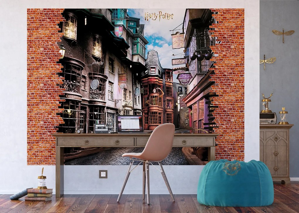 Dětská vliesová fototapeta na zed' Harry Potter a Příčná Ulice | 252 x 182 cm | DFTDXL1979