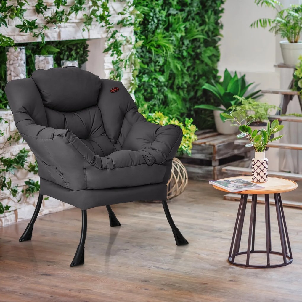 Costway Moderní křeslo, relaxační křeslo s područkami a boční kapsou, křeslo
