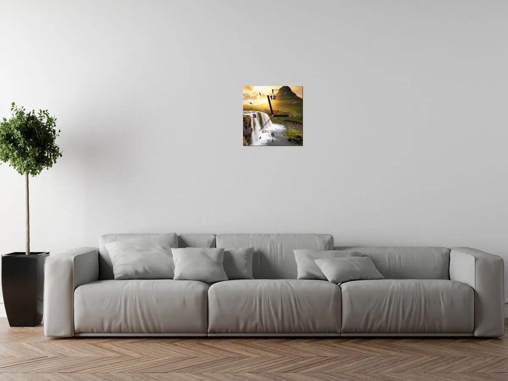 Gario Obraz s hodinami Islandská země Rozměry: 100 x 40 cm