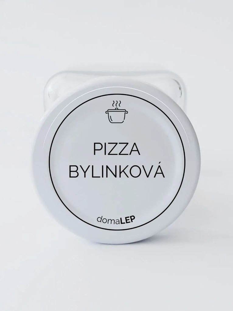 Samolepka na kořenky PIZZA BYLINKOVÁ průhledná 5 cm základní písmo