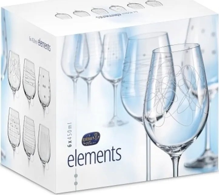 Crystalex Sklenice na víno Viola Elements 450 ml, 6 ks (mix dekorů)