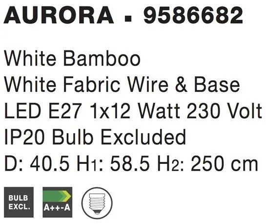 Nova Luce Závěsné svítidlo AURORA, ratan, E27 1x12W Barva: Bílá