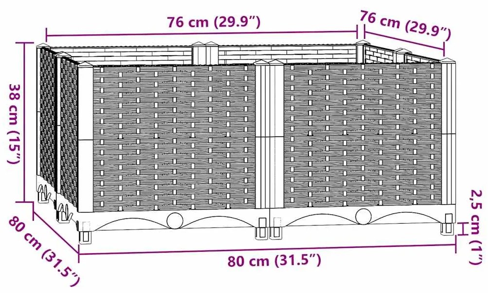 vidaXL Marketos Vyvýšený záhon 80 x 80 x 38 cm polypropylen