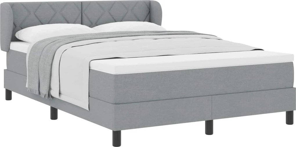 Postel s boxspringem s čelo Světle šedá 140 x 200 cm textil 3340087