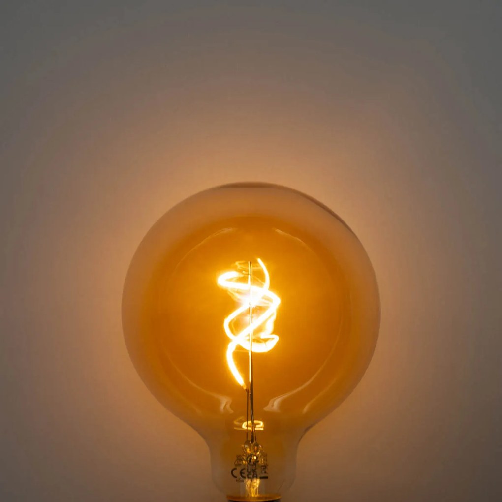 Sada 5 stmívatelných LED žárovek E27 s vláknem ve spirále G125 zlatá 4W 270LM 2200K