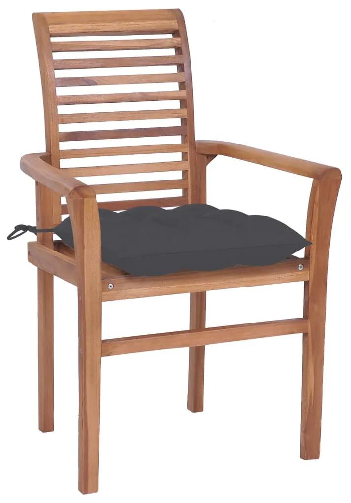 vidaXL Jídelní židle 6 ks antracitové podušky masivní teak