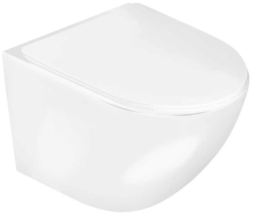 Aplomo Delos White WC závěsné se sedátkem, rimless