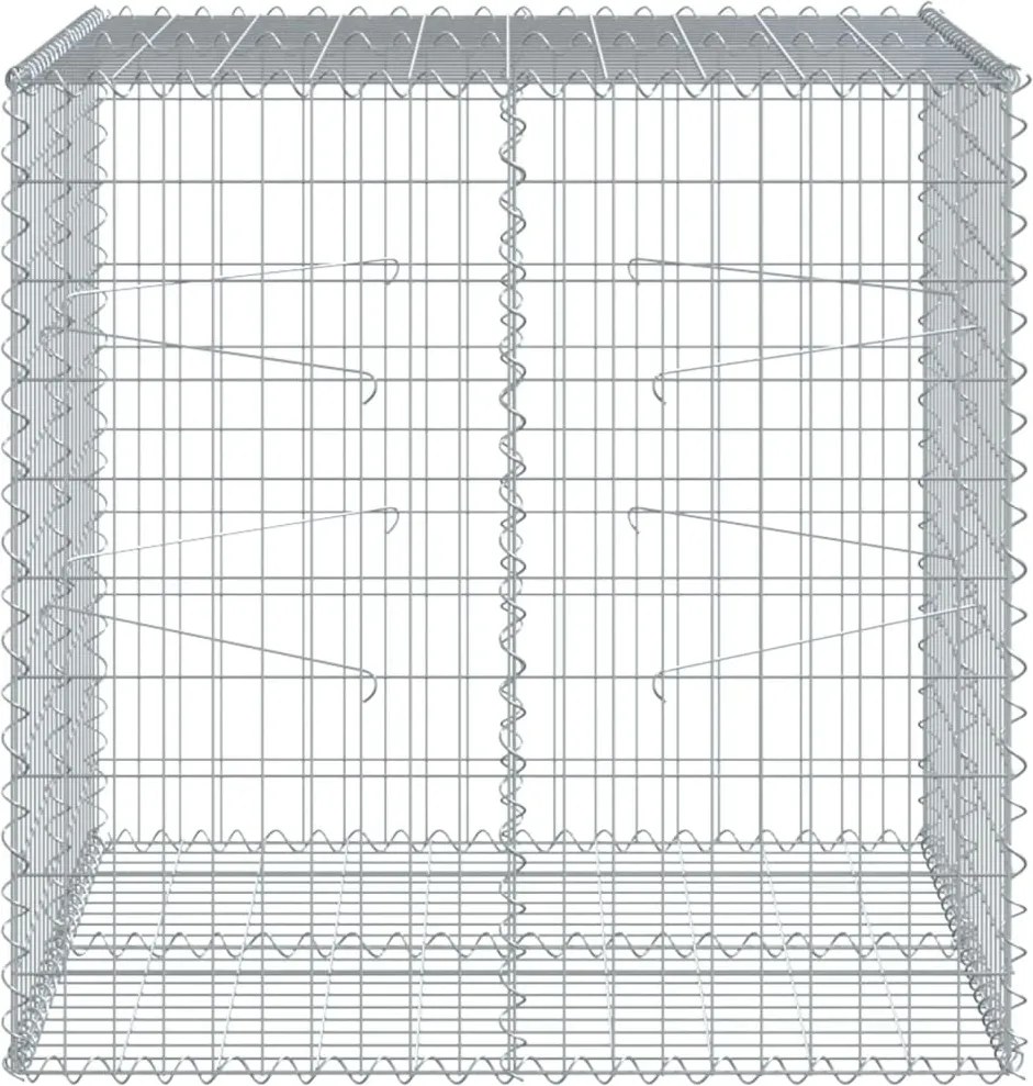 Gabionový koš s víkem 100 x 100 x 100 cm pozinkované železo 3295190