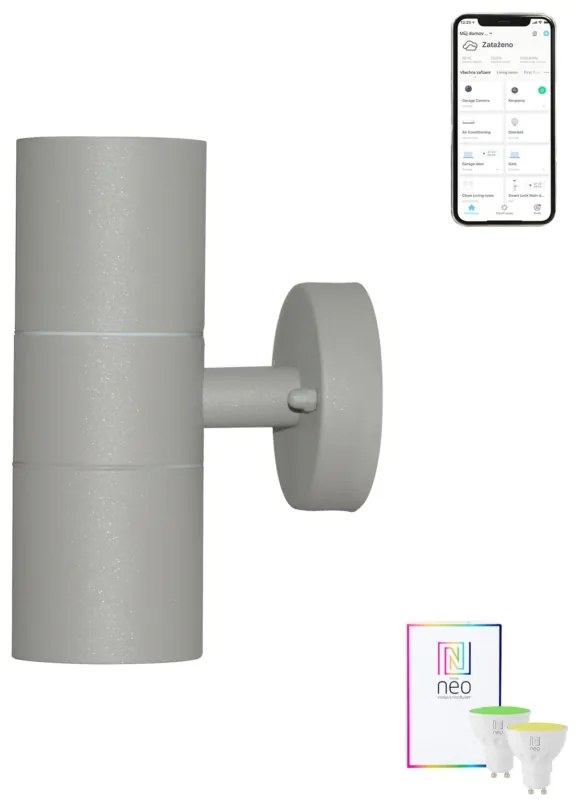 Immax NEO PARED double Smart šedé bodové nástěnné svítidlo venkovní 2xGU10 RGB,CCT,WiFi