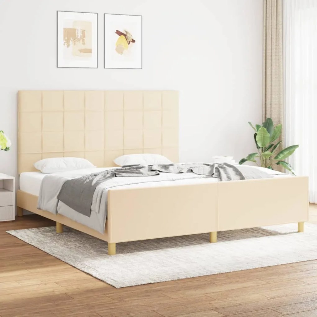 Rám postele bez matrace krémový 180 x 200 cm textil 3125078