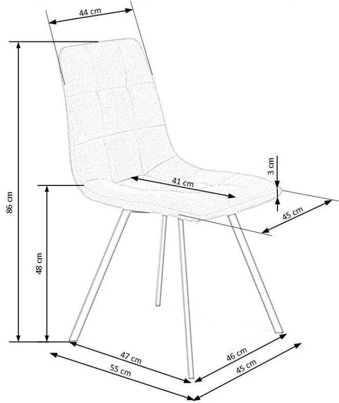 Jídelní židle DIMO – kov, látka, šedá